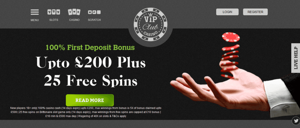 VIP Club Casino - 300% Cash Match Bonus on First 3 Deposits & 60 Spins